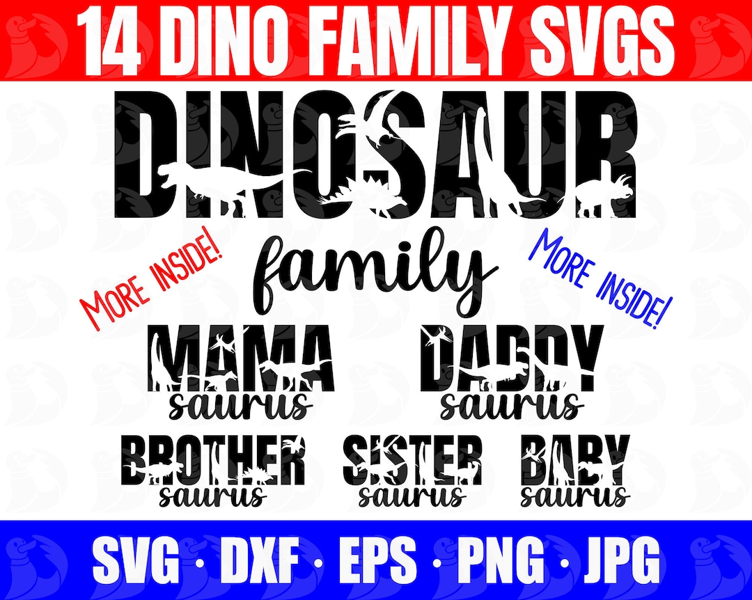 Dinosaur Family SVG, Mamasaurus, Daddysaurus, 14 Dinosaur Family ...