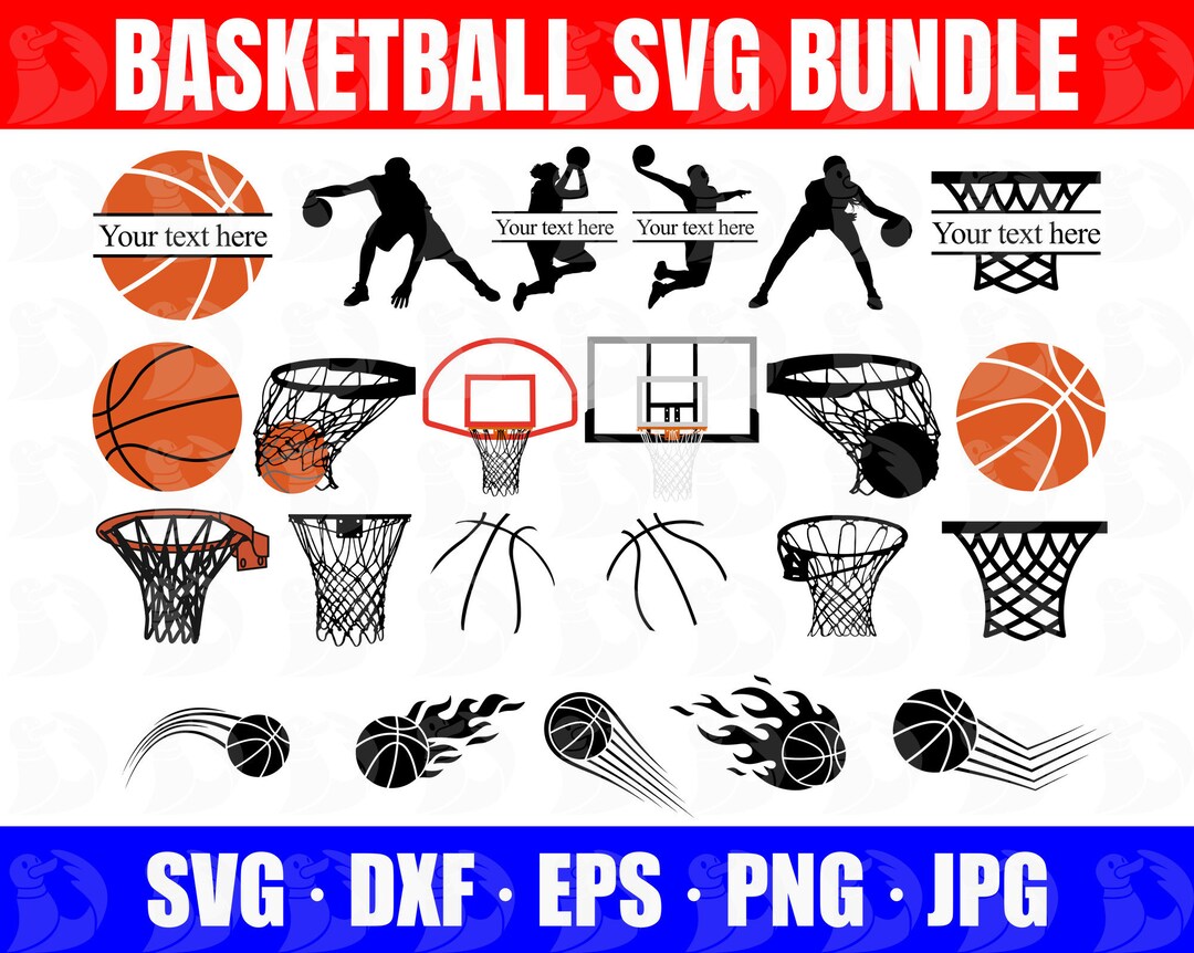 Basketball Clipart SVG Bundle, Basketballs, Basketball Net, Basketball ...