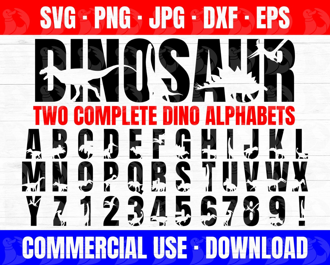 Dinosaur Alphabet SVG, Font With Dinosaurs, T Rex, Raptor, Stegosaurus ...