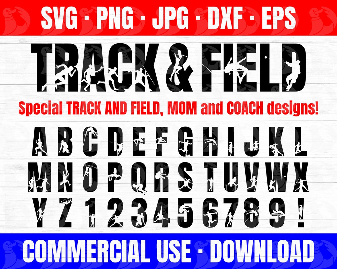 Track and Field Alphabet SVG Designs, Great for Shirts, Wall Art, Bags ...