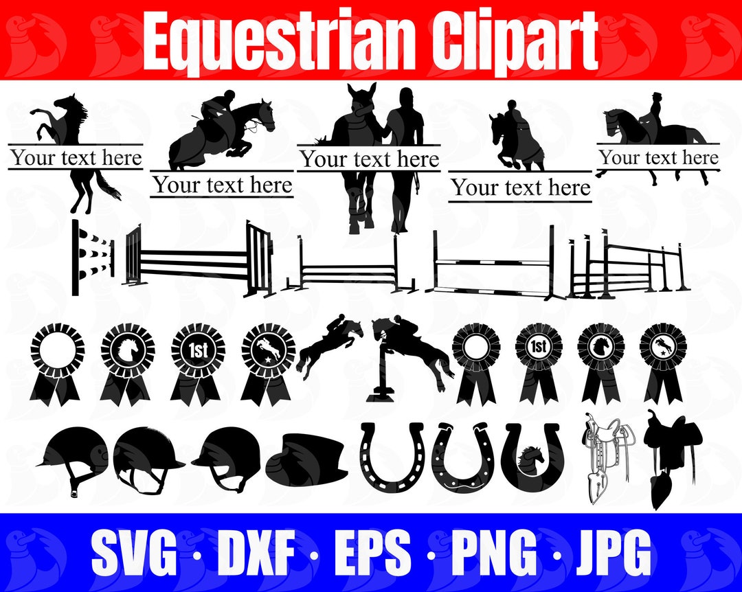 Equestrian SVG Clipart Bundle, Show Ribbon Clipart, Equestrian Jump ...