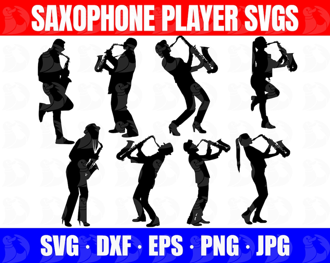 Saxophone Player SVG Bundle, Sax Player Silhouette Svgs, Tenor ...