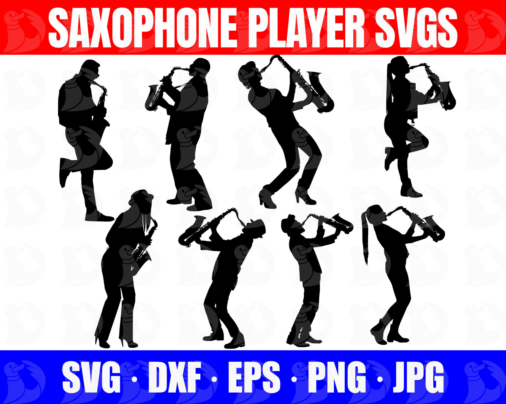 Saxophone Player SVG Bundle, Sax Player Silhouette Svgs, Tenor ...