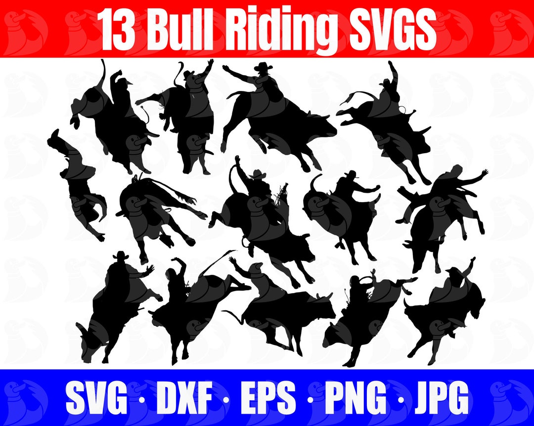 Bull Riding SVG, Rodeo Svgs, Bull Riding Silhouettes, Cowboy Riding ...