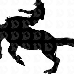 Bronc Riding SVG, Rodeo Svgs, Bronc Riding Silhouettes, Cowboy Riding ...