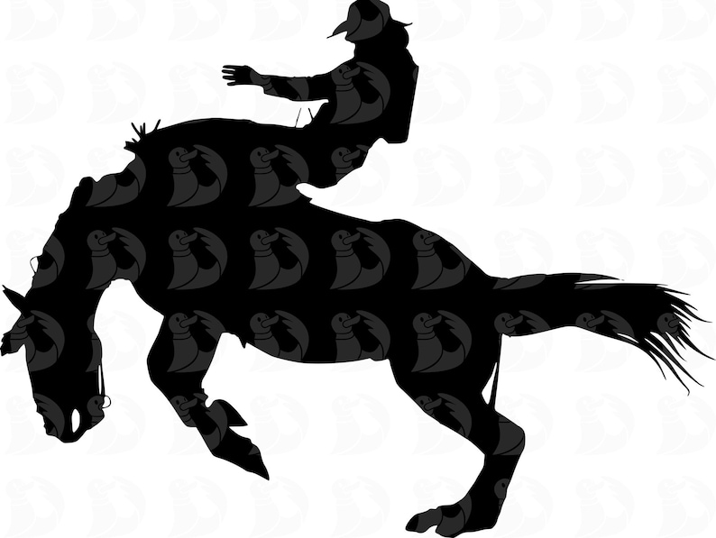 Bronc Riding SVG, Rodeo Svgs, Bronc Riding Silhouettes, Cowboy Riding ...