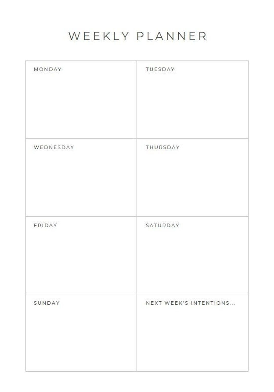 Minimalist Weekly Planner, Printable Digital File, PDF - Etsy