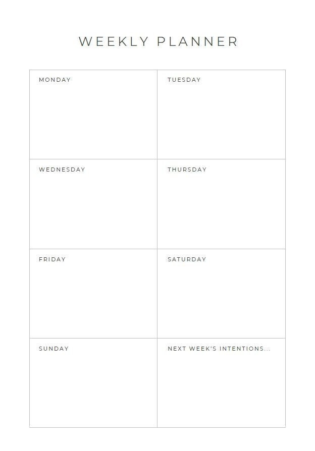 Minimalist Weekly Planner, Printable Digital File, PDF - Etsy