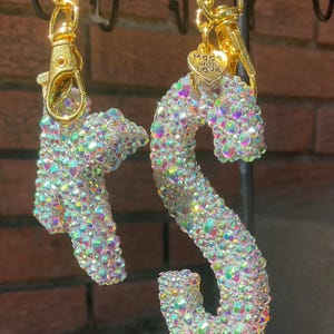Bedazzled AB Rhinestone Initial Keychains - Etsy