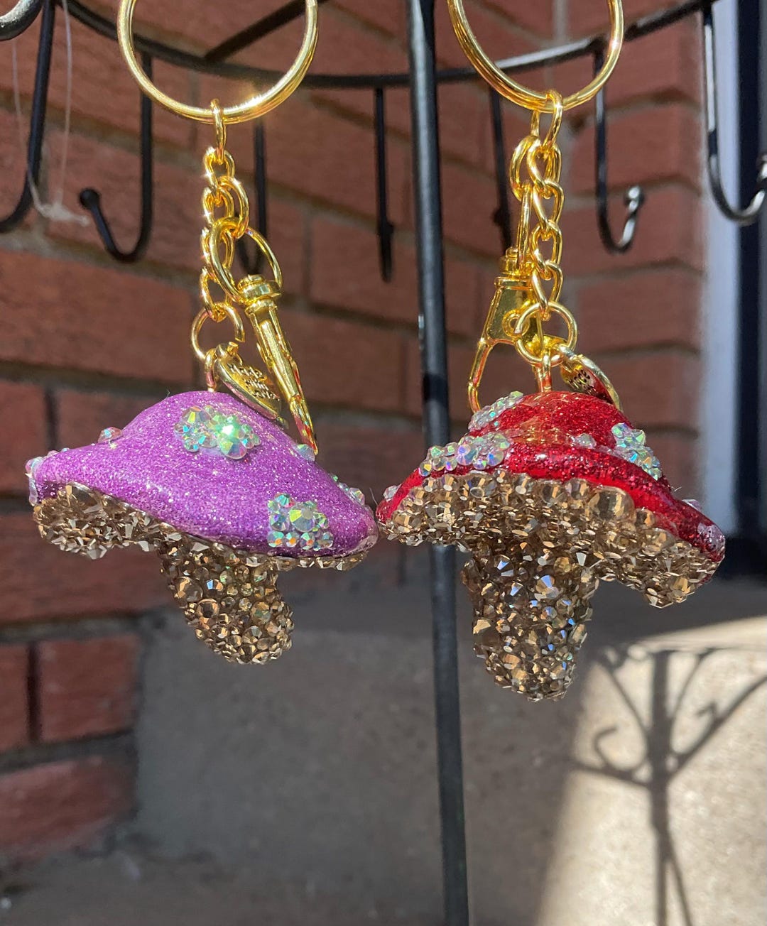 Bedazzled Mushroom Keychain - Etsy