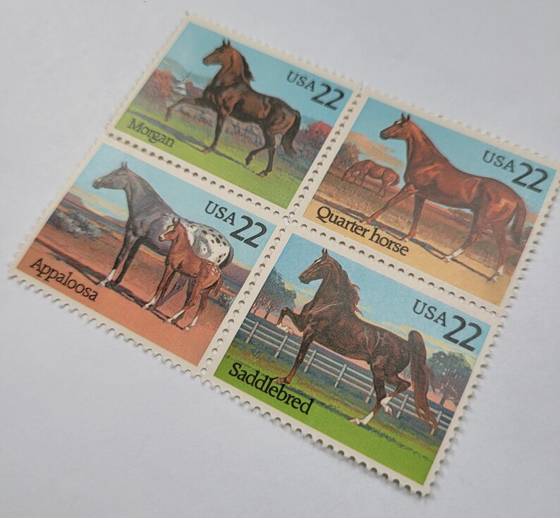 4 Vintage Unused Horse Mail Stamps USA/22 Cents/usps Postage - Etsy