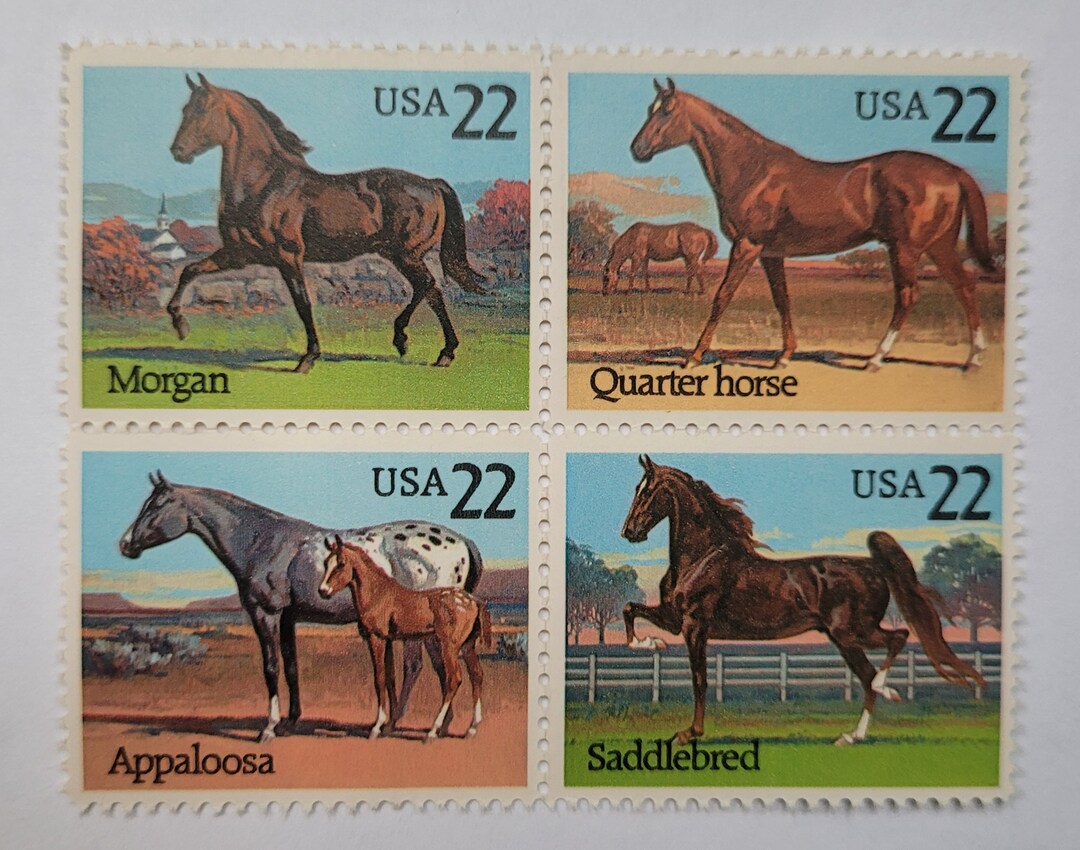 4 Vintage Unused Horse Mail Stamps USA/22 Cents/usps Postage - Etsy