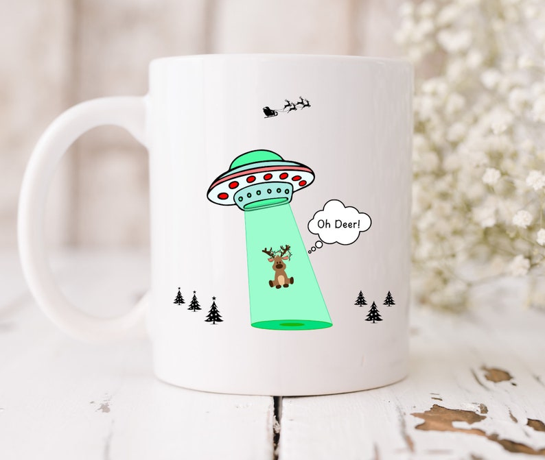 Reindeer UFO Svg, UFO Beam up Reindeer Svg, Christmas Reindeer ...