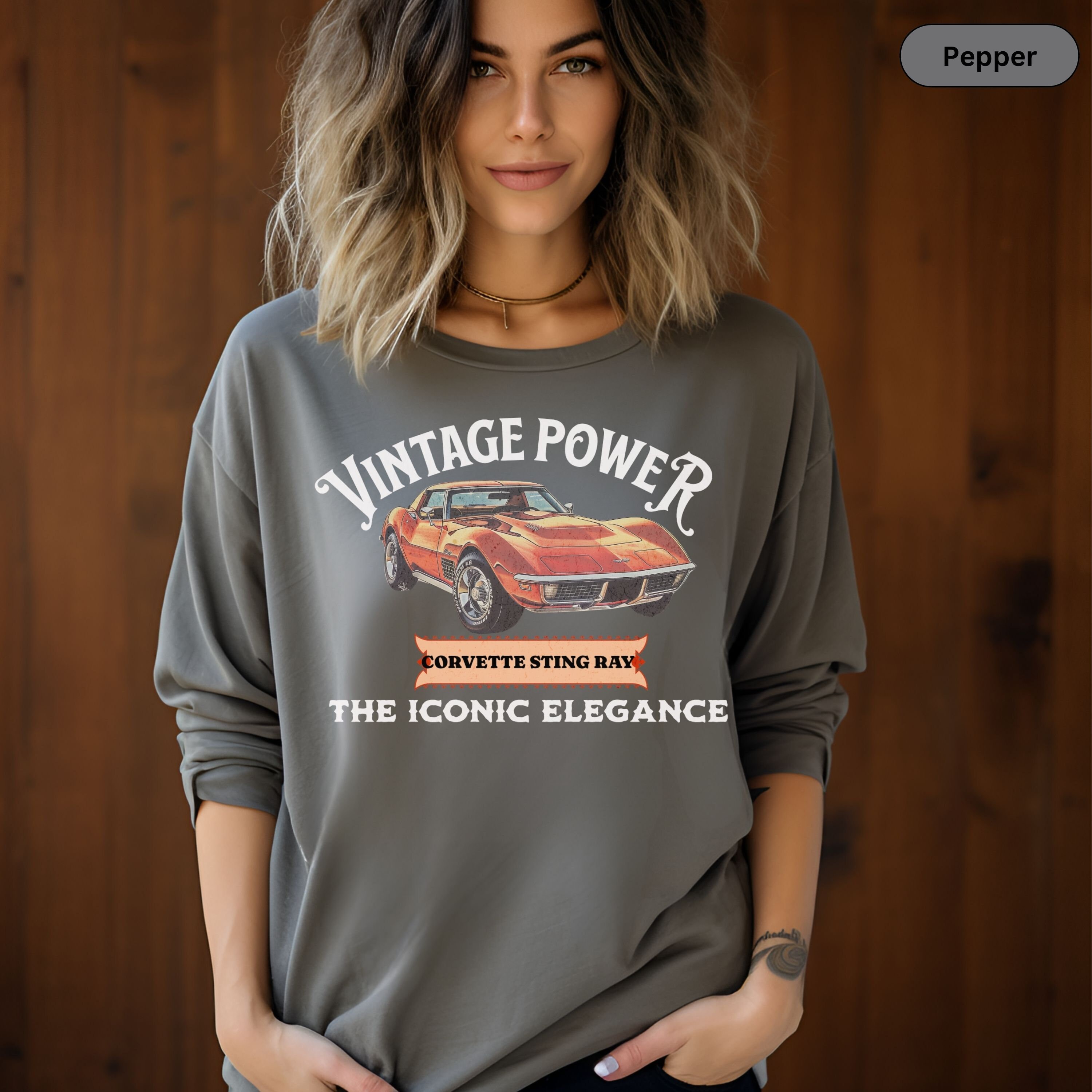 Iconic Corvette T Classic Stingray Elegance Vintage Car Tee Stingray ...