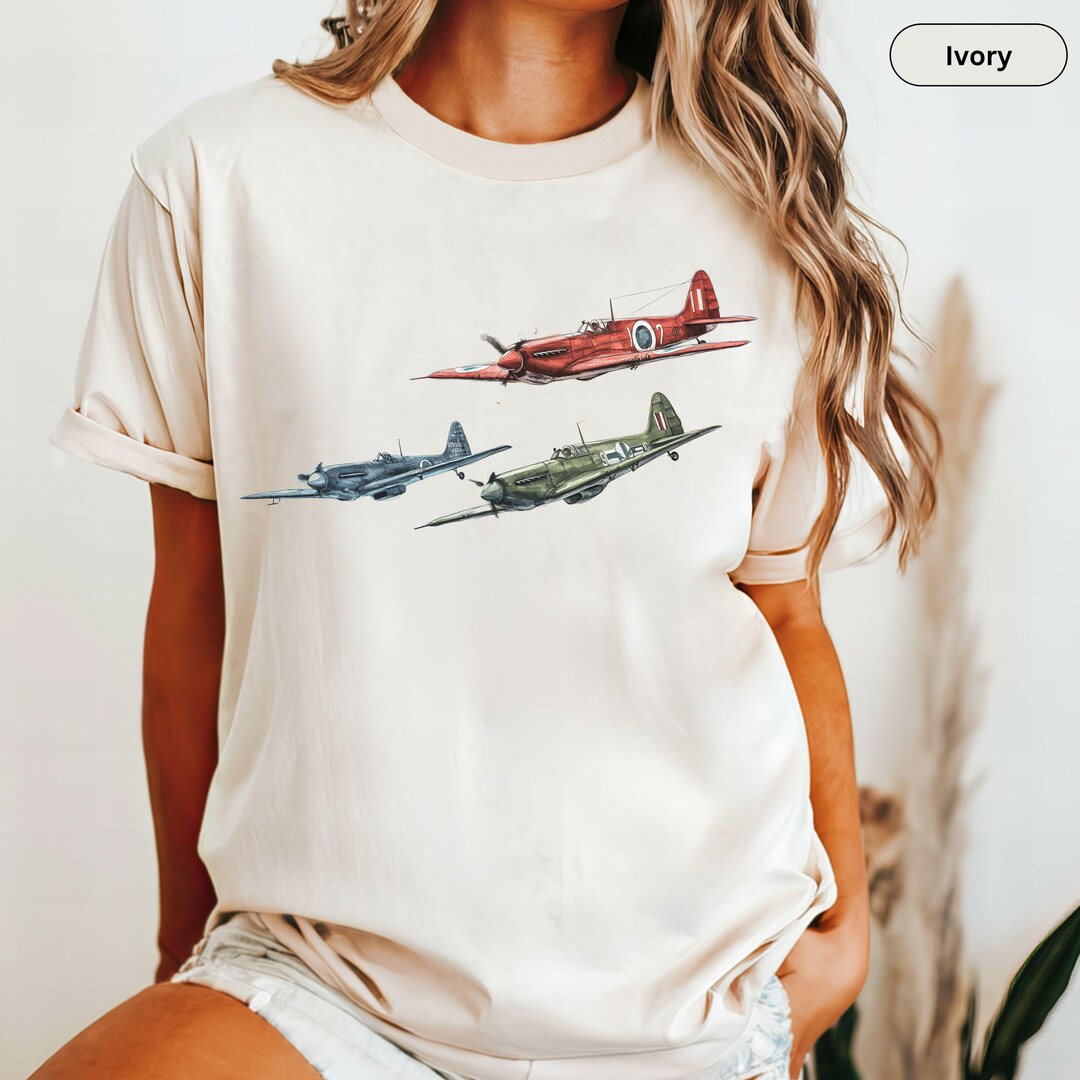 Vintage WWII Fighter Planes Shirt Retro British Aircrafts Shirt War ...