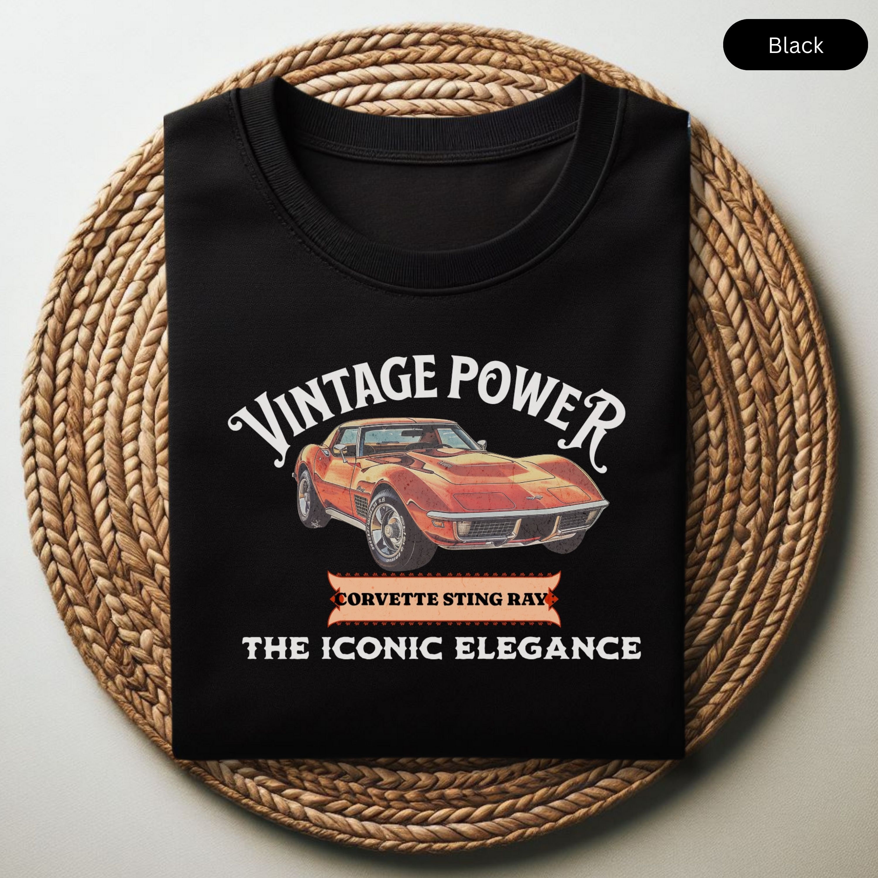 Iconic Corvette T Classic Stingray Elegance Vintage Car Tee Stingray ...