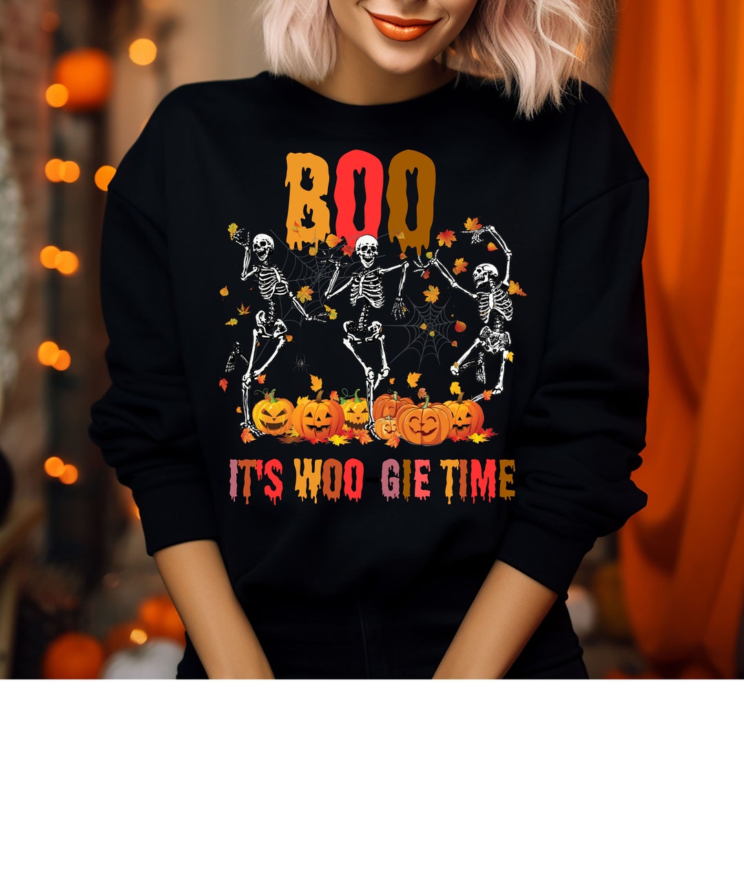 Boo Woo-gie Time Dancing Skeleton Sweatshirt Pumpkin - Etsy