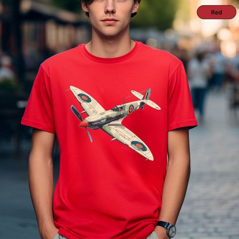 Vintage WWII Spitfire Fighter Plane Tee Retro British Aircraft Shirt ...