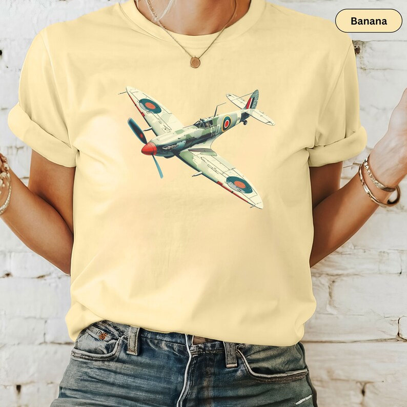 Vintage WWII Spitfire Fighter Plane Tee Retro British Aircraft Shirt ...