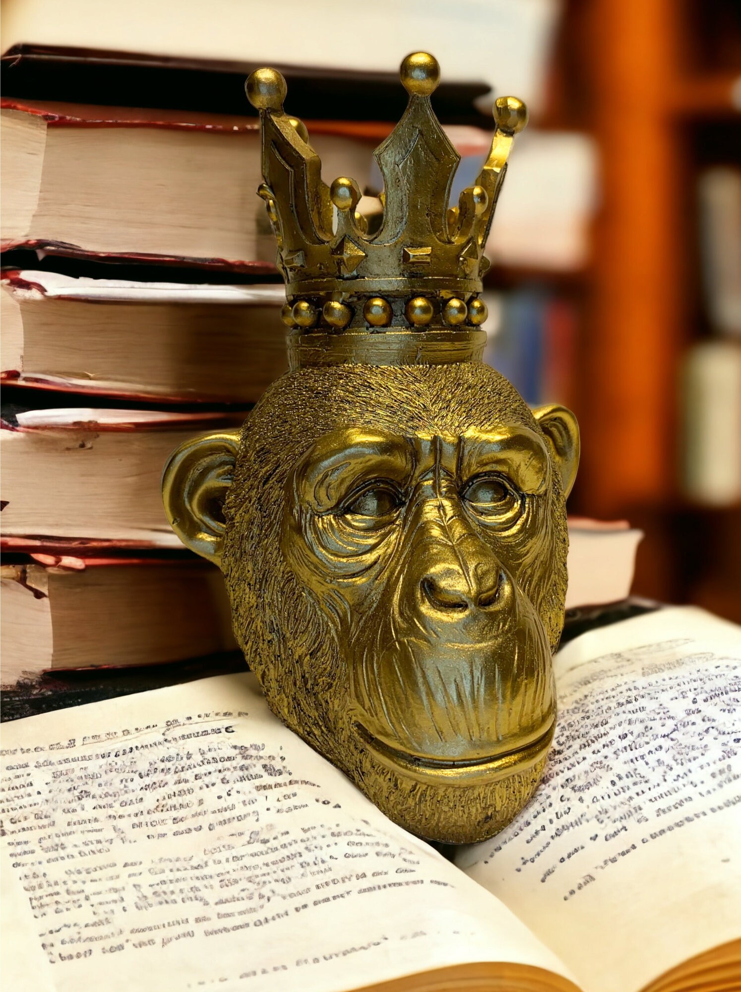 Golden Large King Gorilla Statue,monkey King Sculpture,crowded Monkey ...