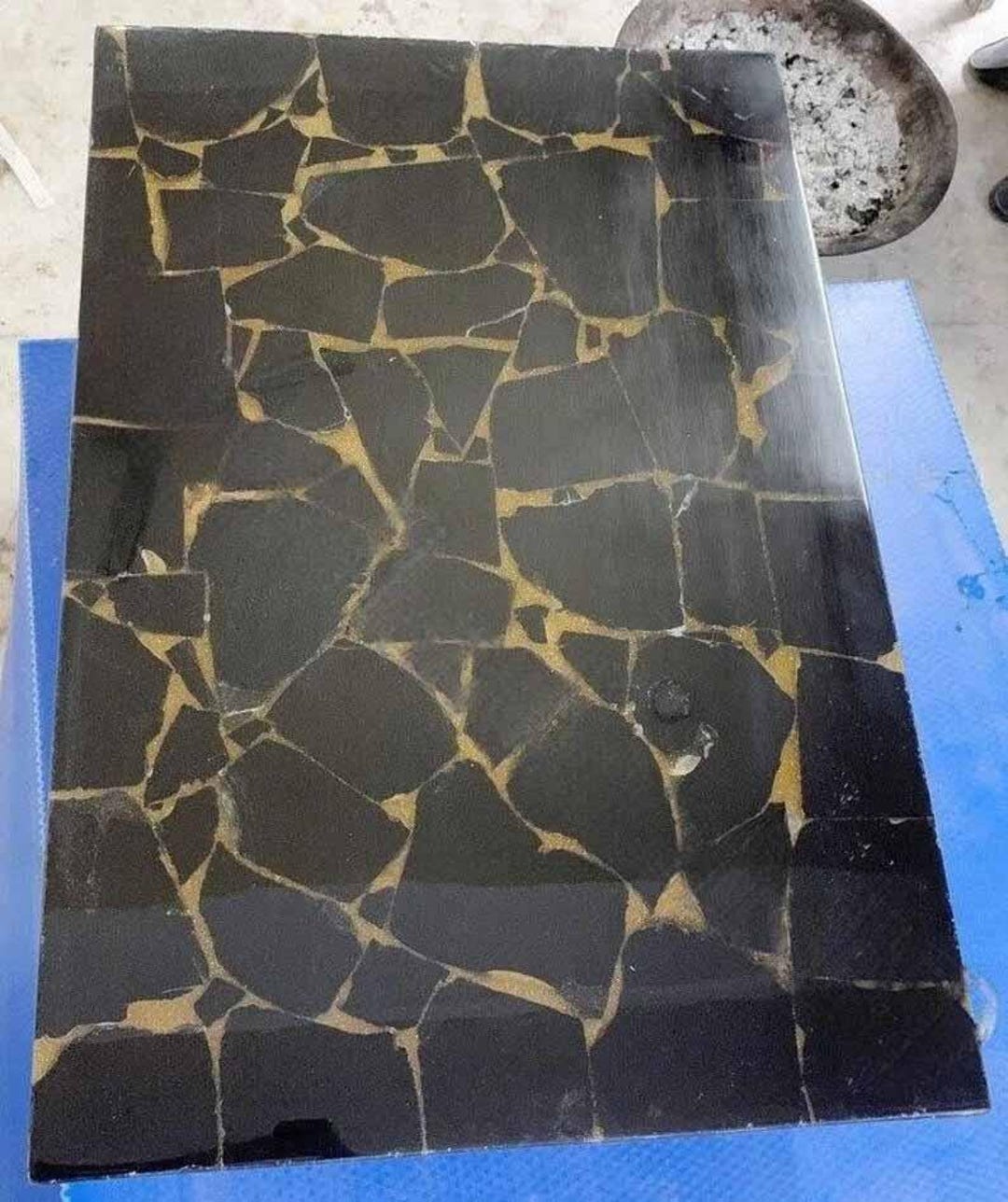 Buy Black Obsidian Dining Table Rectangle Shape Countertop Kitchen Slab ...