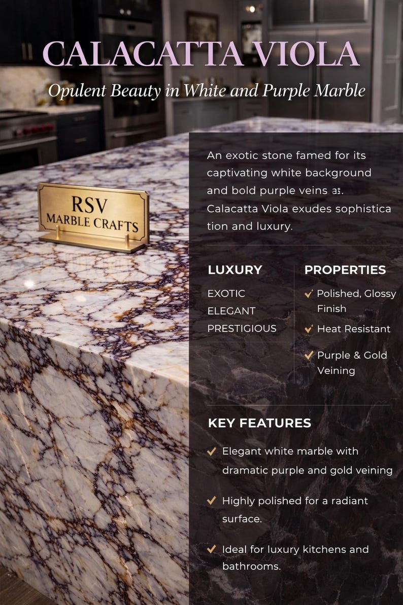 Calacatta Viola Marble Kitchen Island|luxury Marble Countertop|custom ...
