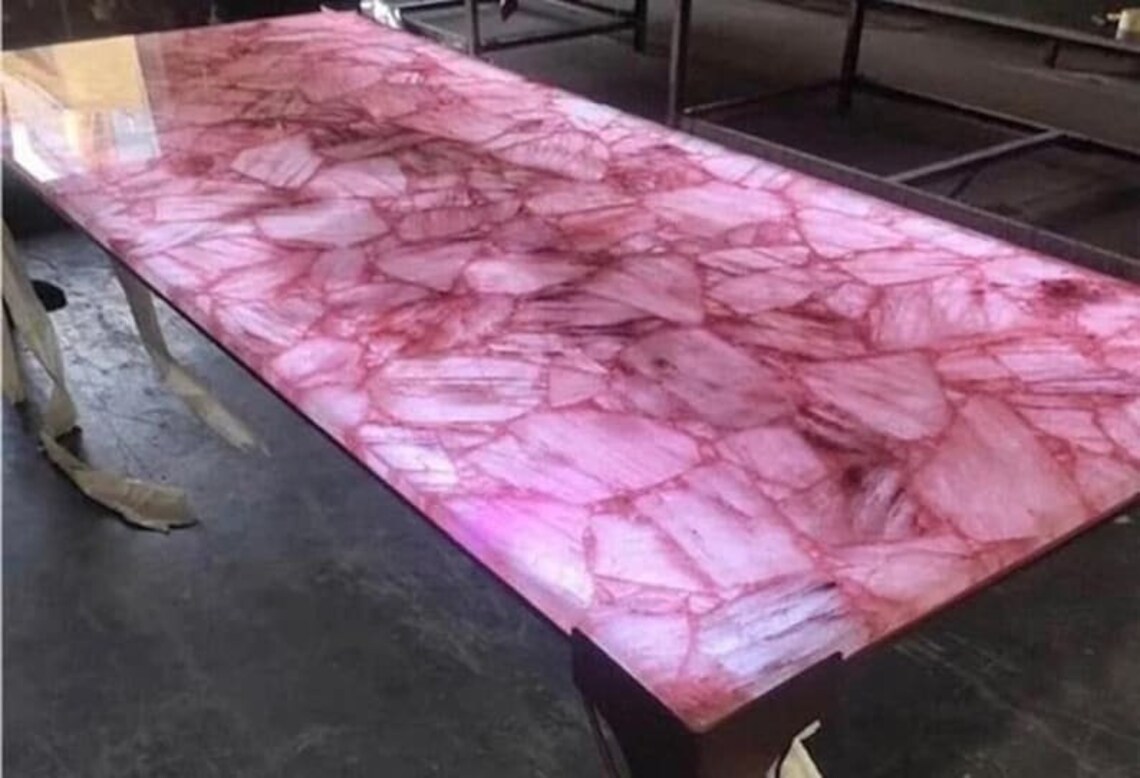 Rose Quartz Table Top / Kitchen Pink Quartz Table Top Handmade Natural ...