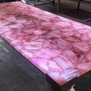 Rose Quartz Table Top / Kitchen Pink Quartz Table Top Handmade Natural ...