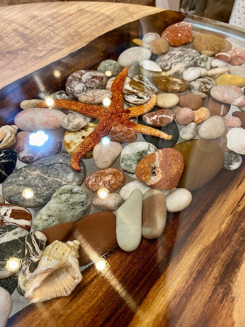 Pebble Decor Table,walnut Table,epoxy Coffee Table,epoxy Table, Unique ...