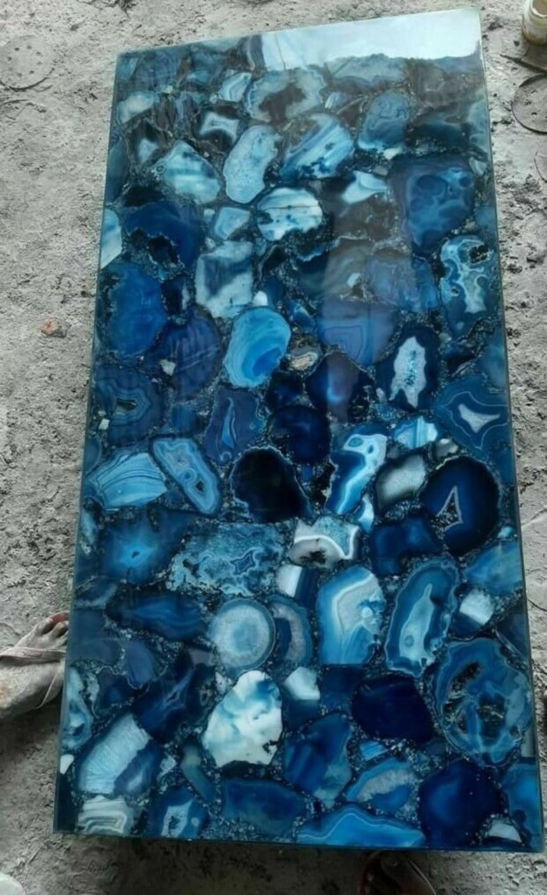 Blue Agate Console Table/geode Agate Coffee Table/stone End Table/slice ...