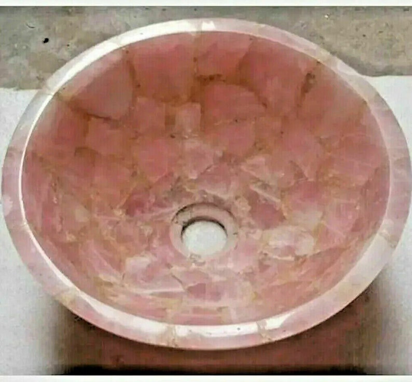 Rose Quartz Wash Basin / Pink Rose Quartz Counter Top Sink / Round Wash ...
