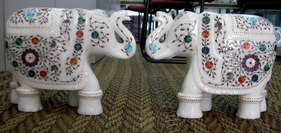 Handcrafted Marble Elephant Statue for Living Room Showcase Decor 10 ...