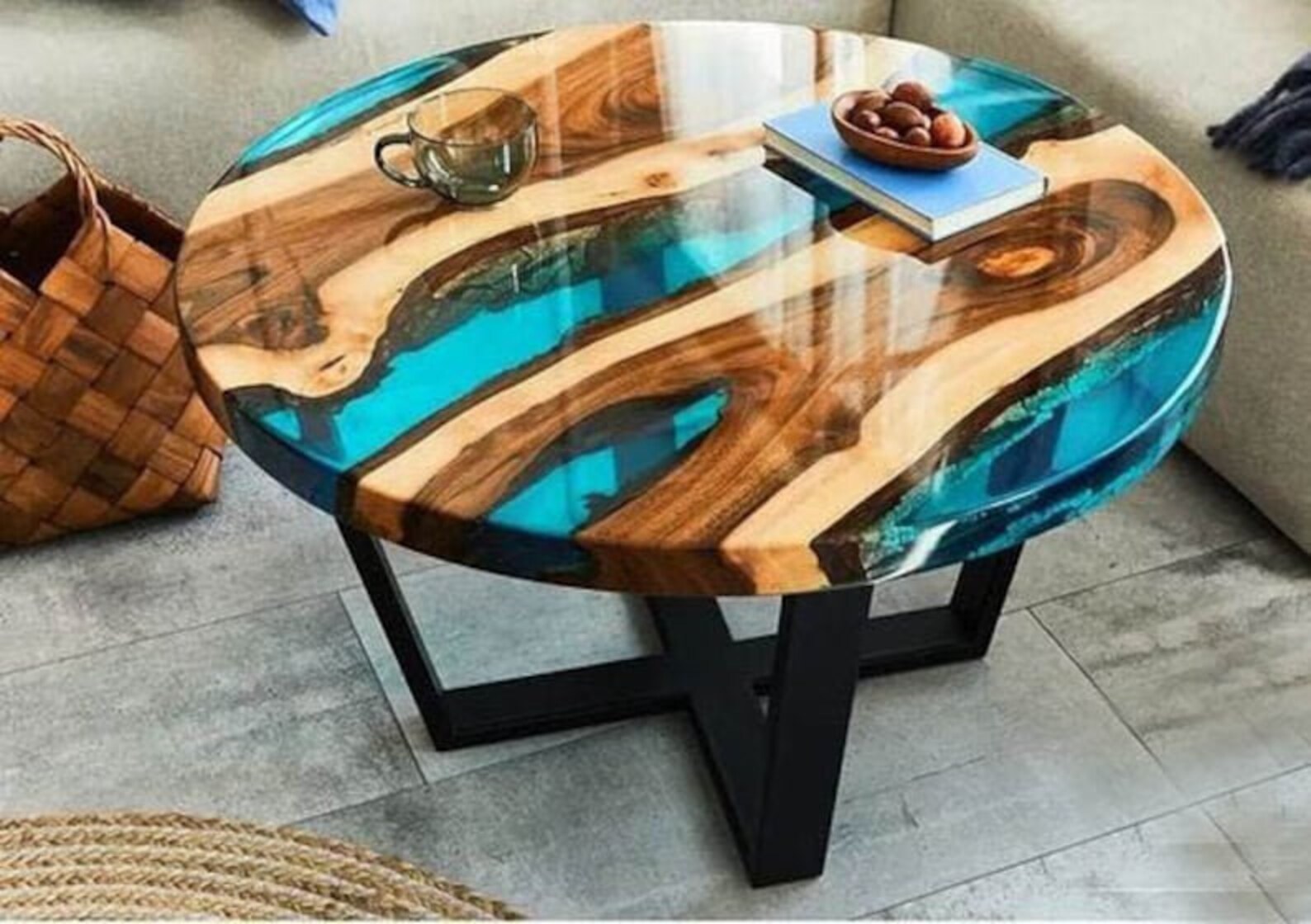 Handcrafted Resin Table Tops Epoxy Dining and Center Table With Natural ...