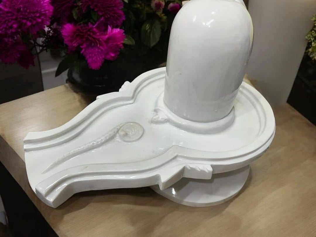 18 Elegant White Marble Shiva Lingam Shivling Natural Stone Polished ...