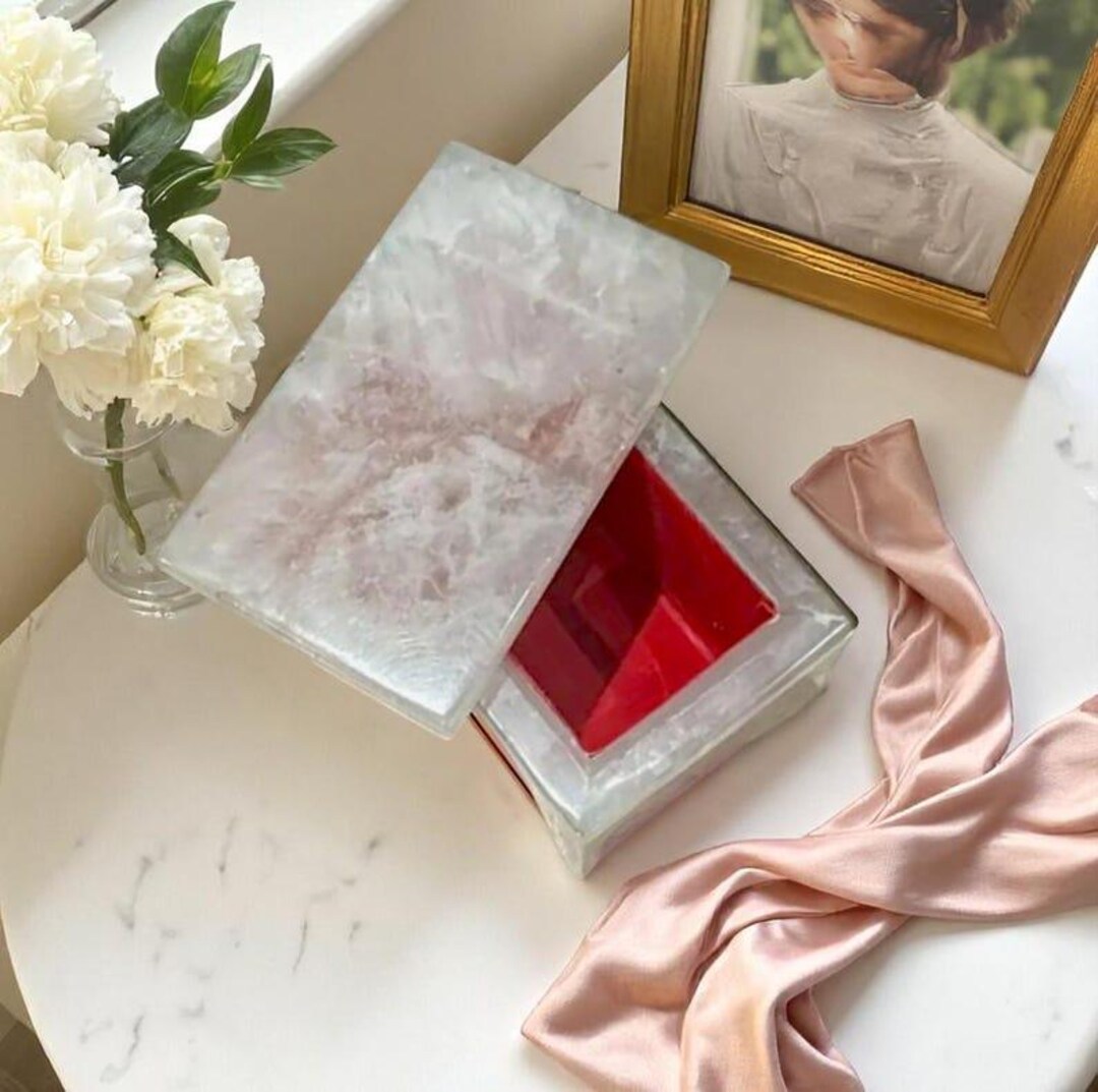 4"x3"x2" Rose Quartz Box | Pink Gemstone Jewelry Box | Rose Quartz Love ...