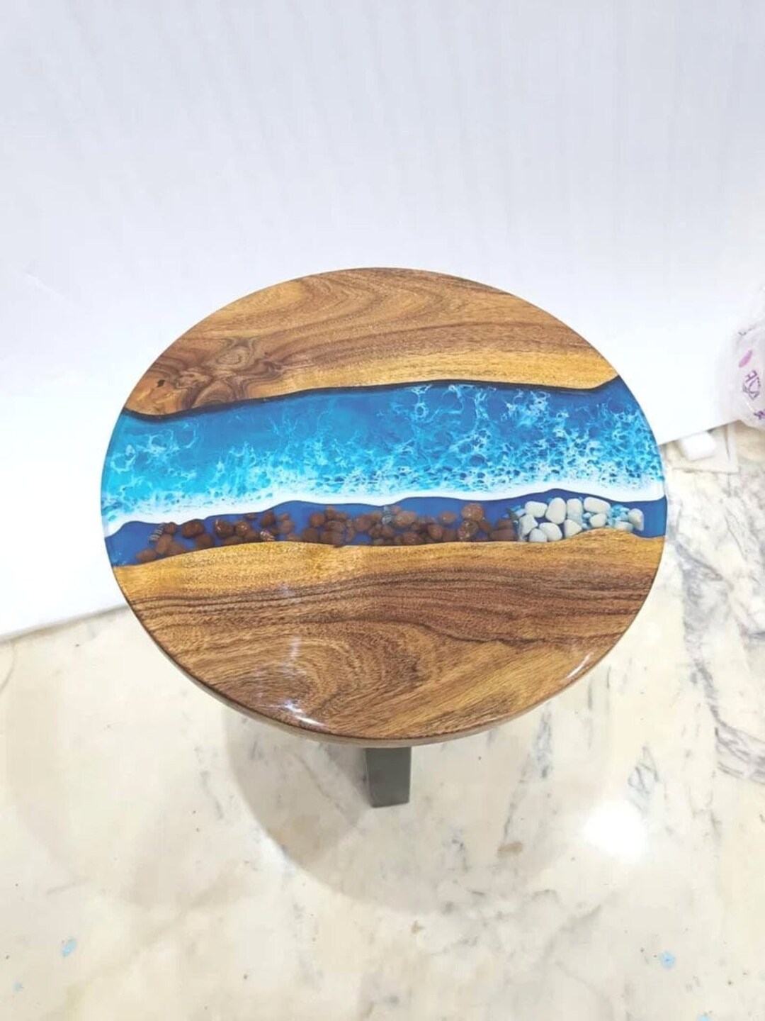 Ocean Resin Turquoise Countertop, Round Epoxy Table Tops, Round Wood ...