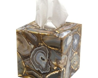 White Quartz Tissue Box, Quartz Handmade Napkin Holder Box Home Decor ...