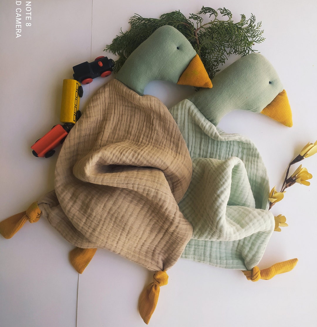 Muslin Mallard Duck Baby Sleeping Companion, Cotton Safety Blanket ...