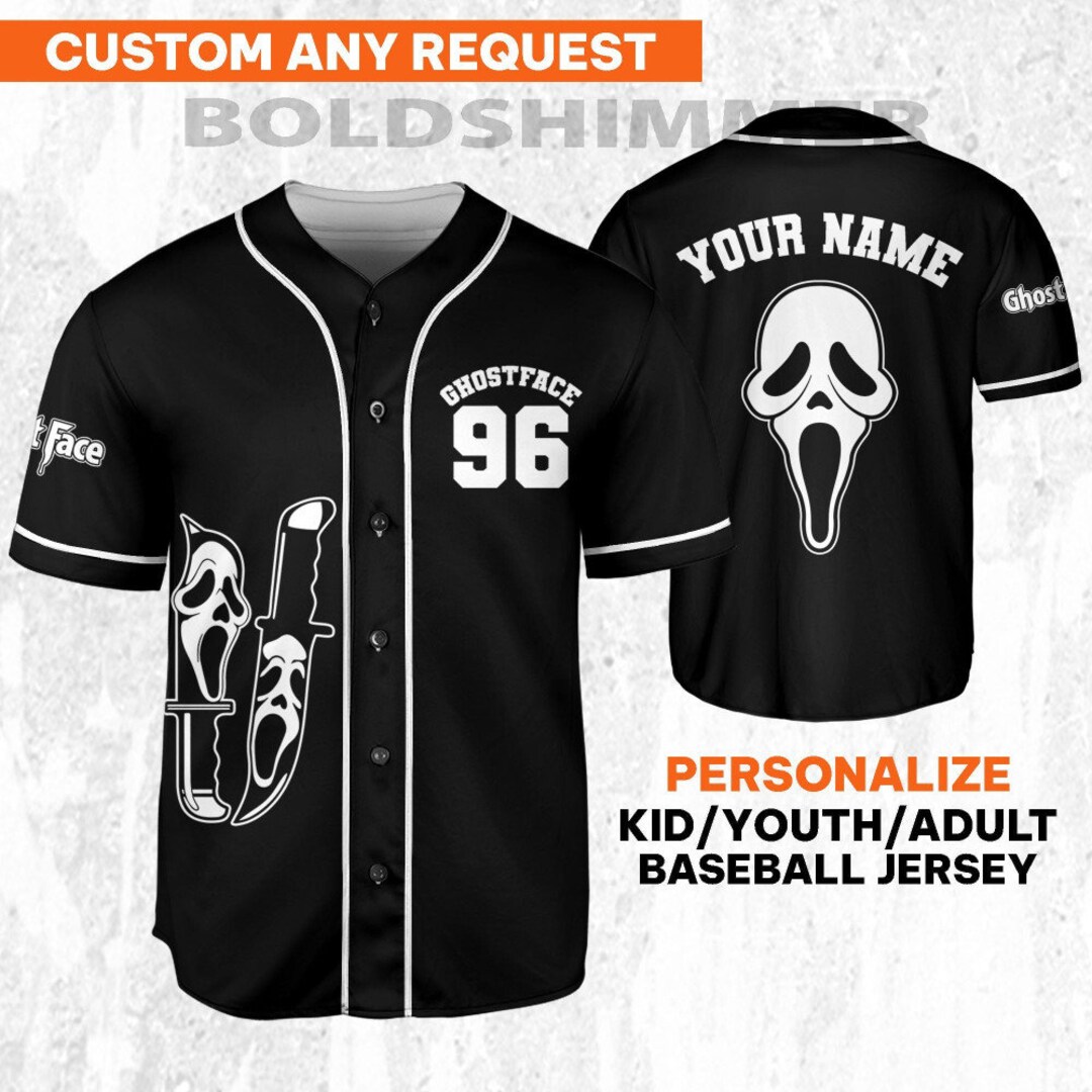 Personalize Ghost Face Horror Black Baseball Jersey Custom - Etsy
