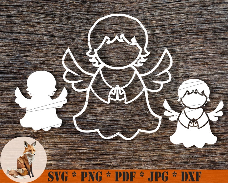 Angel Baby Outline SVG, Paper Cut Christmas Ornament Template Files for ...