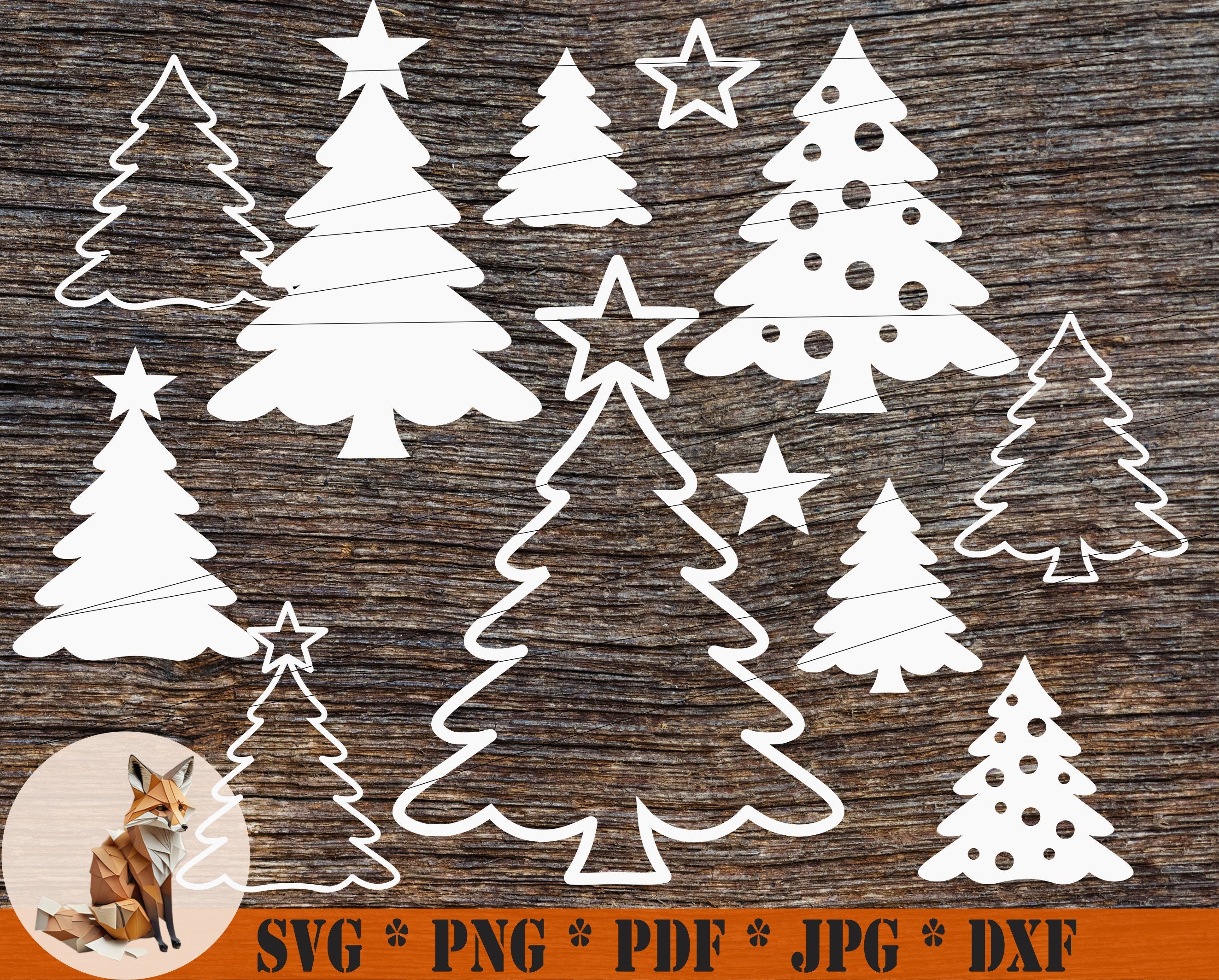 Christmas Tree Outline SVG Paper Cut Christmas Ornament Template Bundle ...
