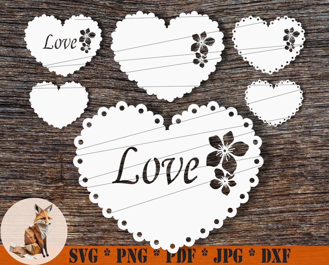 Doily Heart SVG, Lase Heart Svg for Cricut, Papercut Scalloped Hearts ...