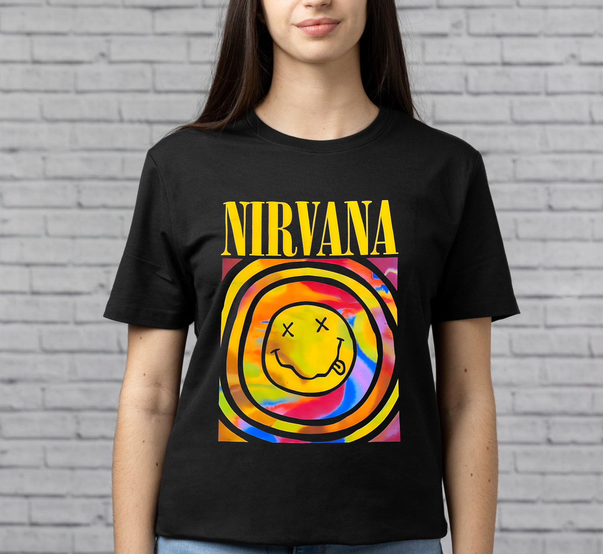 Nirvana Tshirt, Nirvana Smile Face Crewneck Tshirt, Nirvana Pink Tshirt, Trendy Pink Tshirt ...
