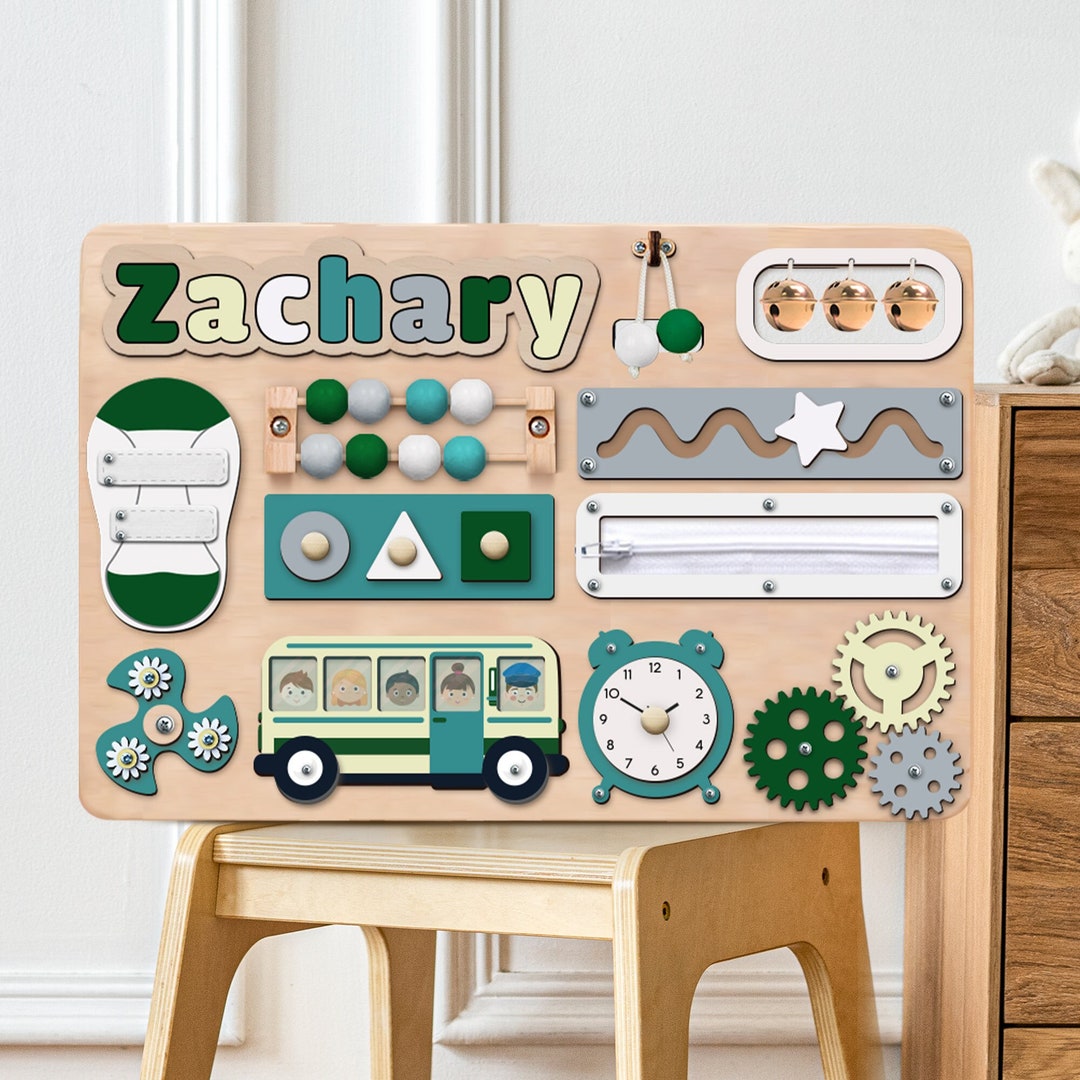 Personalized Busy Board for Kids, Activity Board, Sensory Toys, Newborn ...