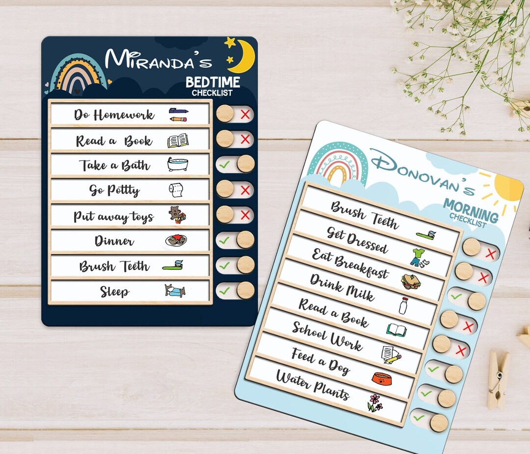 Personalized Routine Chart for Kids, Daily Responsibility Board, Kids ...