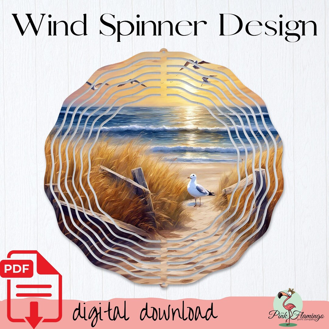 Wind Spinner Sublimation PNG Design - Seagull Beach - Digital Download ...