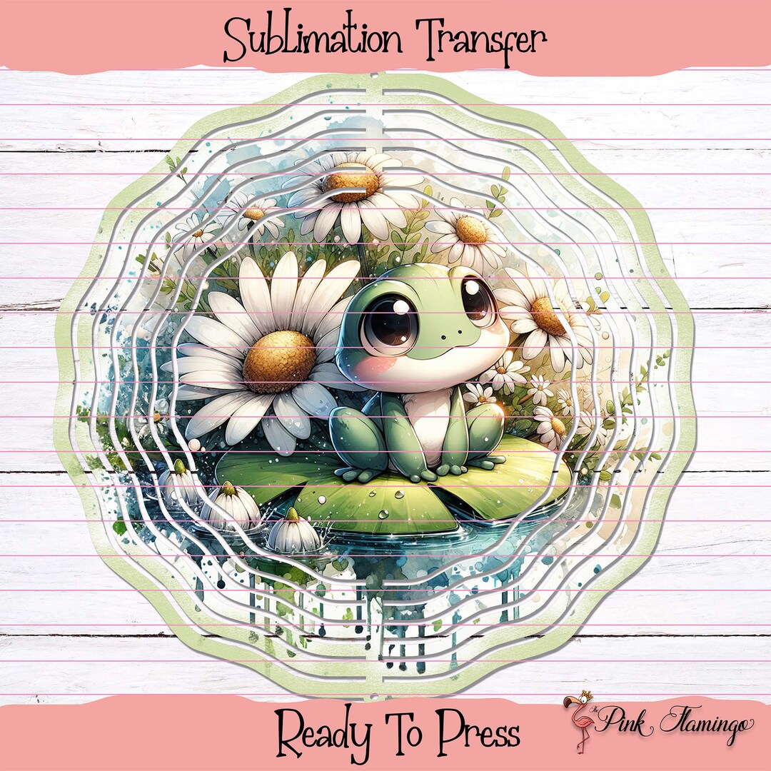 Frog on Lily Pad Sublimation Transfer: Whimsical Wind Spinner Design - Etsy