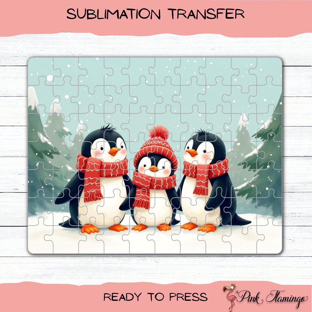 Penguin Trio Puzzle – 11x8.5" Sublimation Transfer – Ready to Press ...