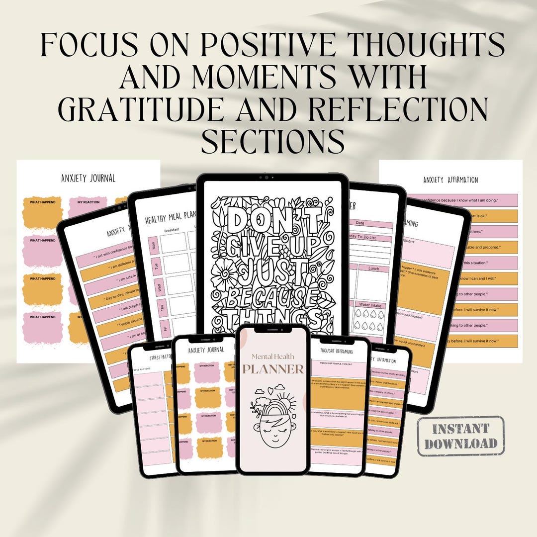 Digital Mental Health Planner With Self-care Journaling and Mood ...