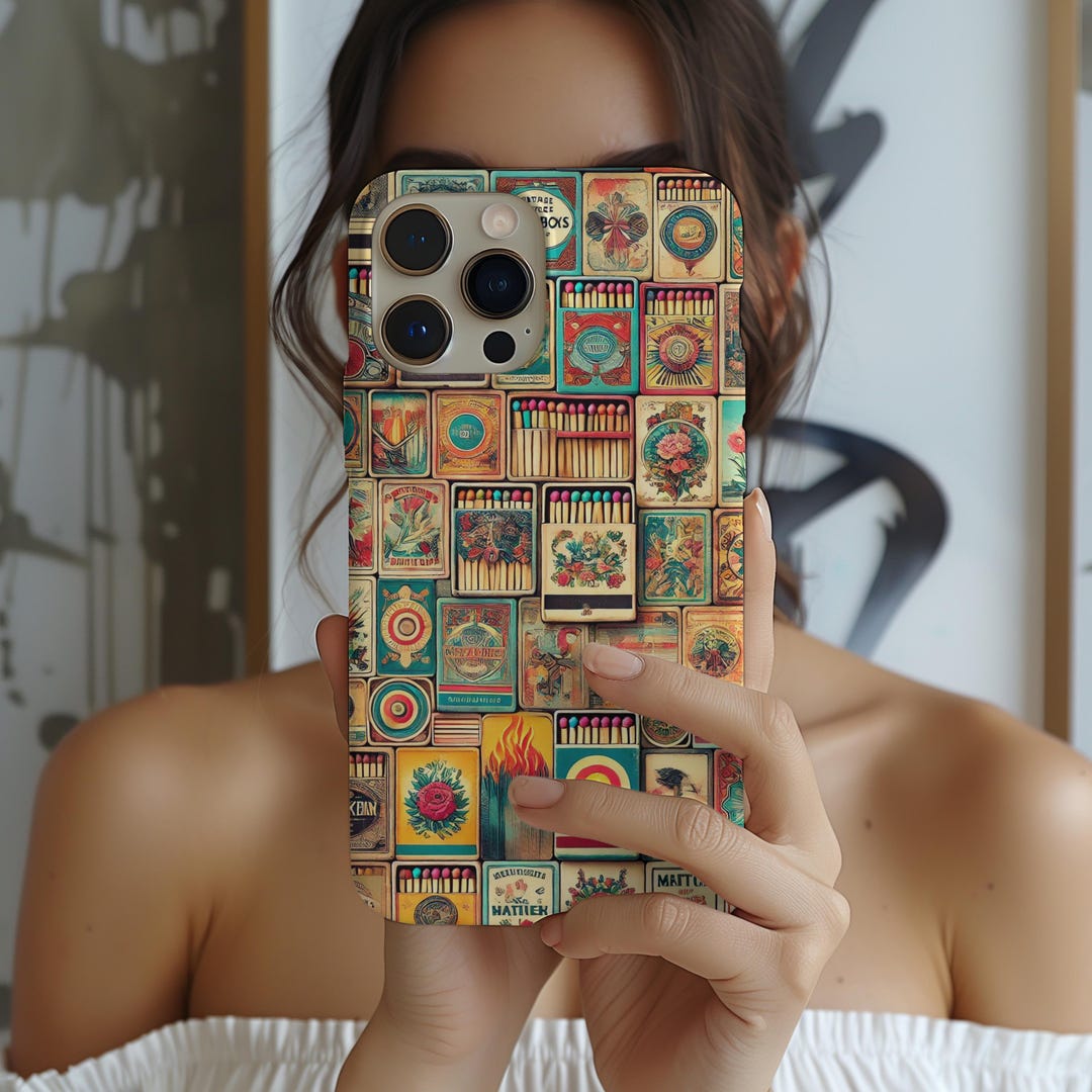 Vintage Matchbox Collage iPhone Case, Retro Aesthetic iPhone Case With ...